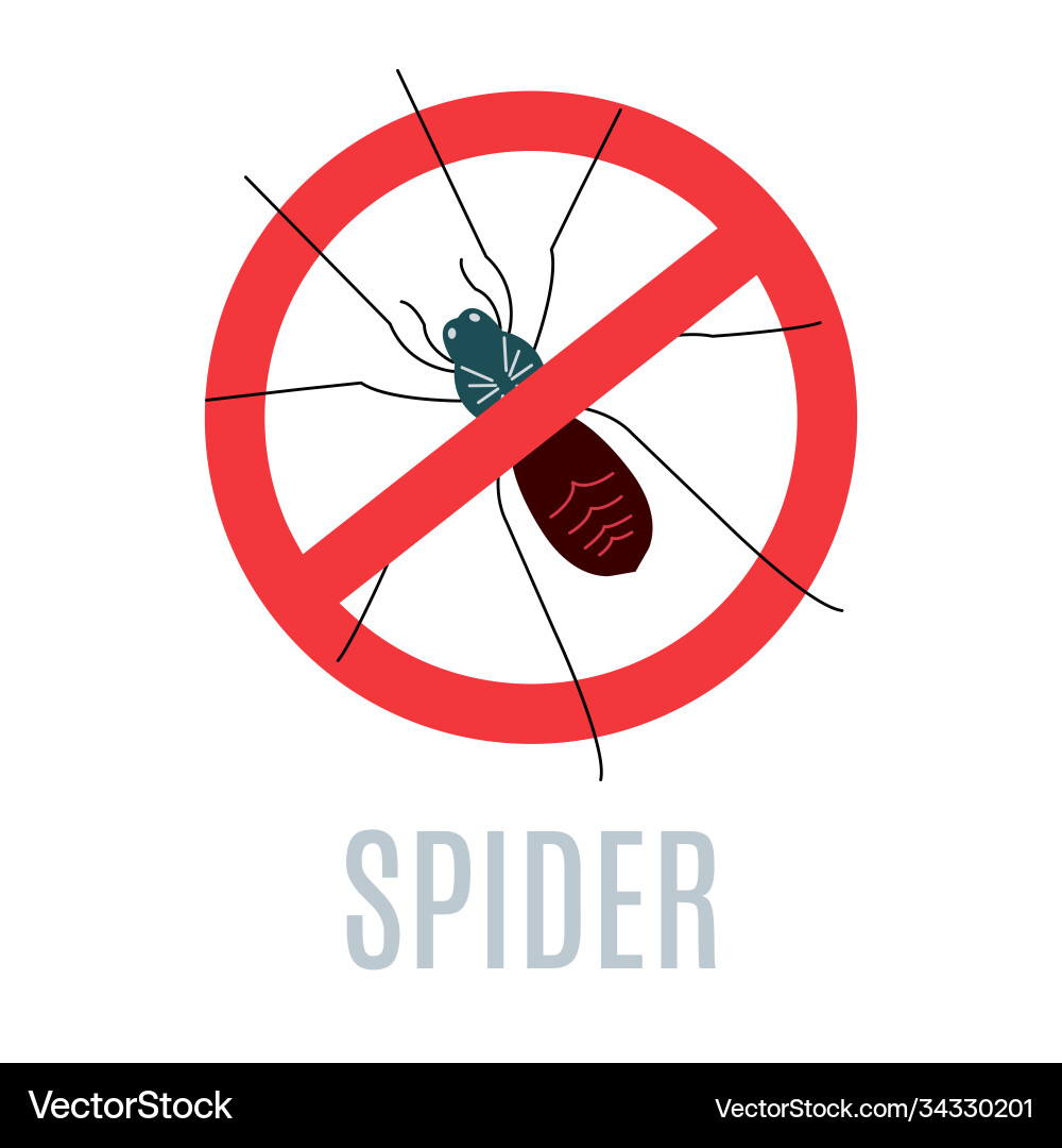Red prohibition stop sign with crossed spider Vector Image