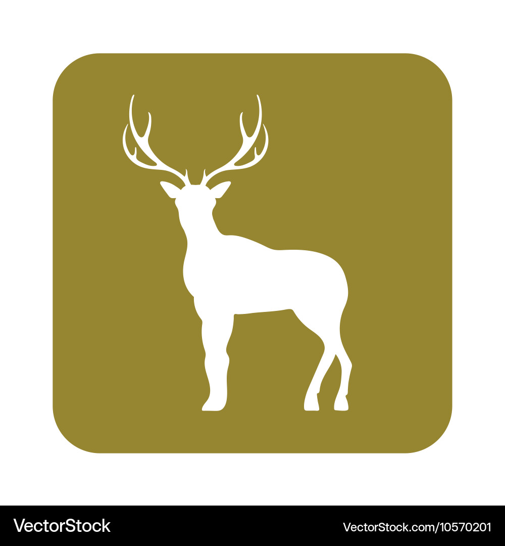 Silhouette of the deer flat icon Royalty Free Vector Image