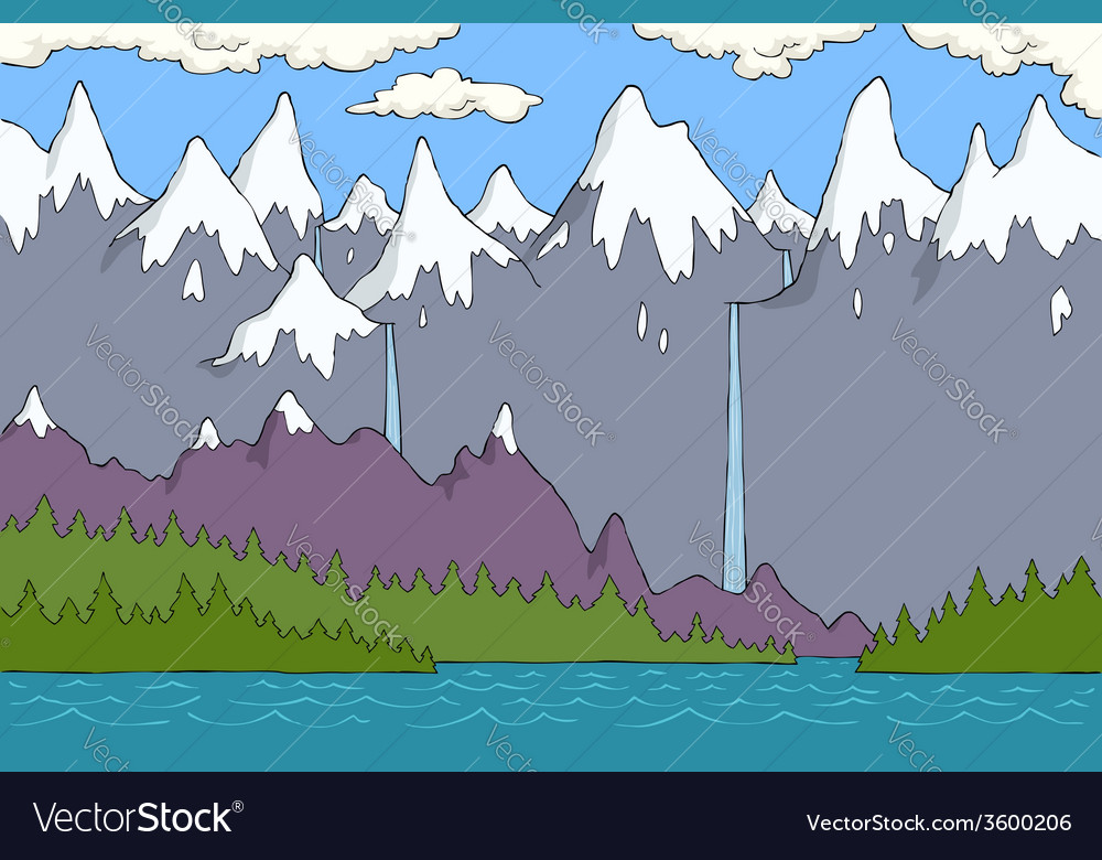 Alpine landscape Royalty Free Vector Image - VectorStock