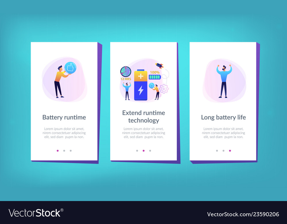 Battery runtime app interface template Royalty Free Vector