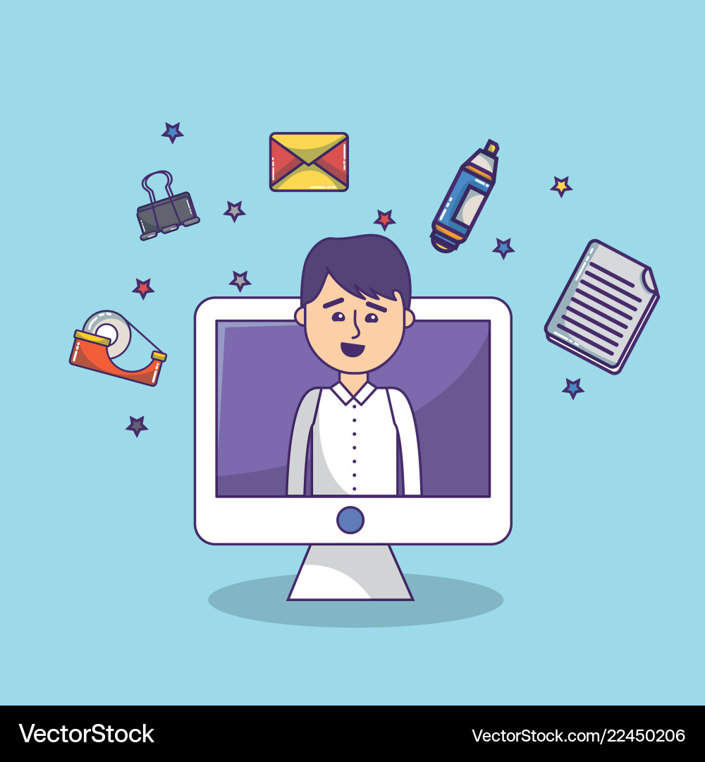 Business office employee workspace cartoon Vector Image