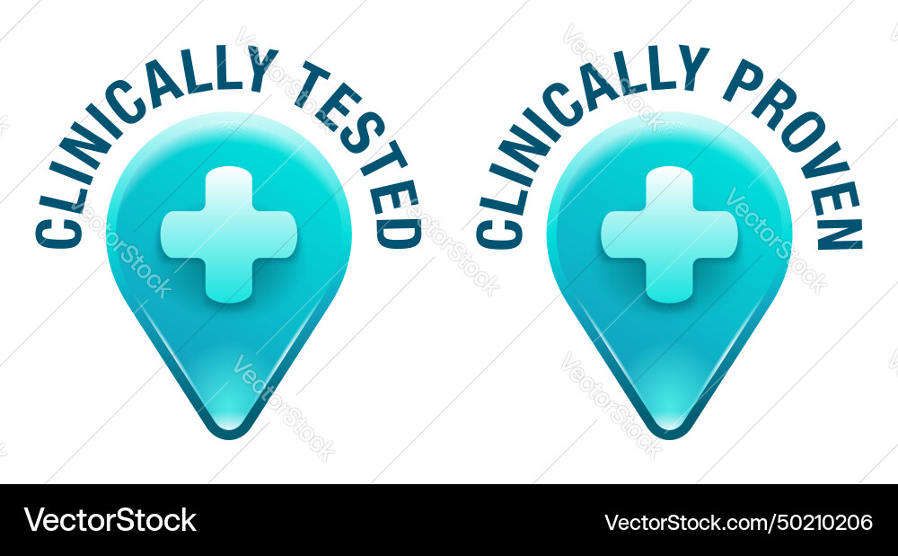 Clinically tested or proven stamp in pin shape Vector Image