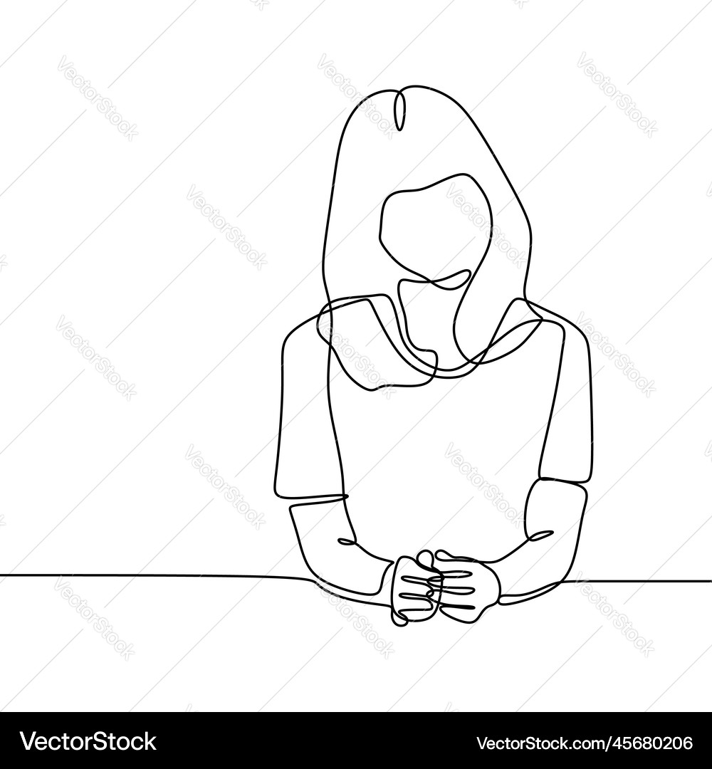 Cute girl one continuous line art drawing Vector Image