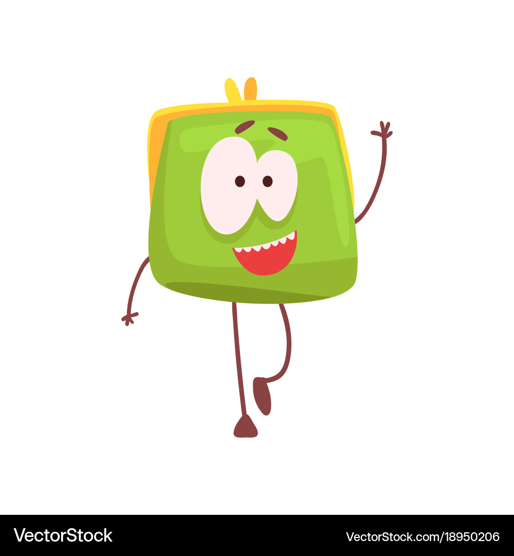 Cute smiling purse character waving its hand Vector Image