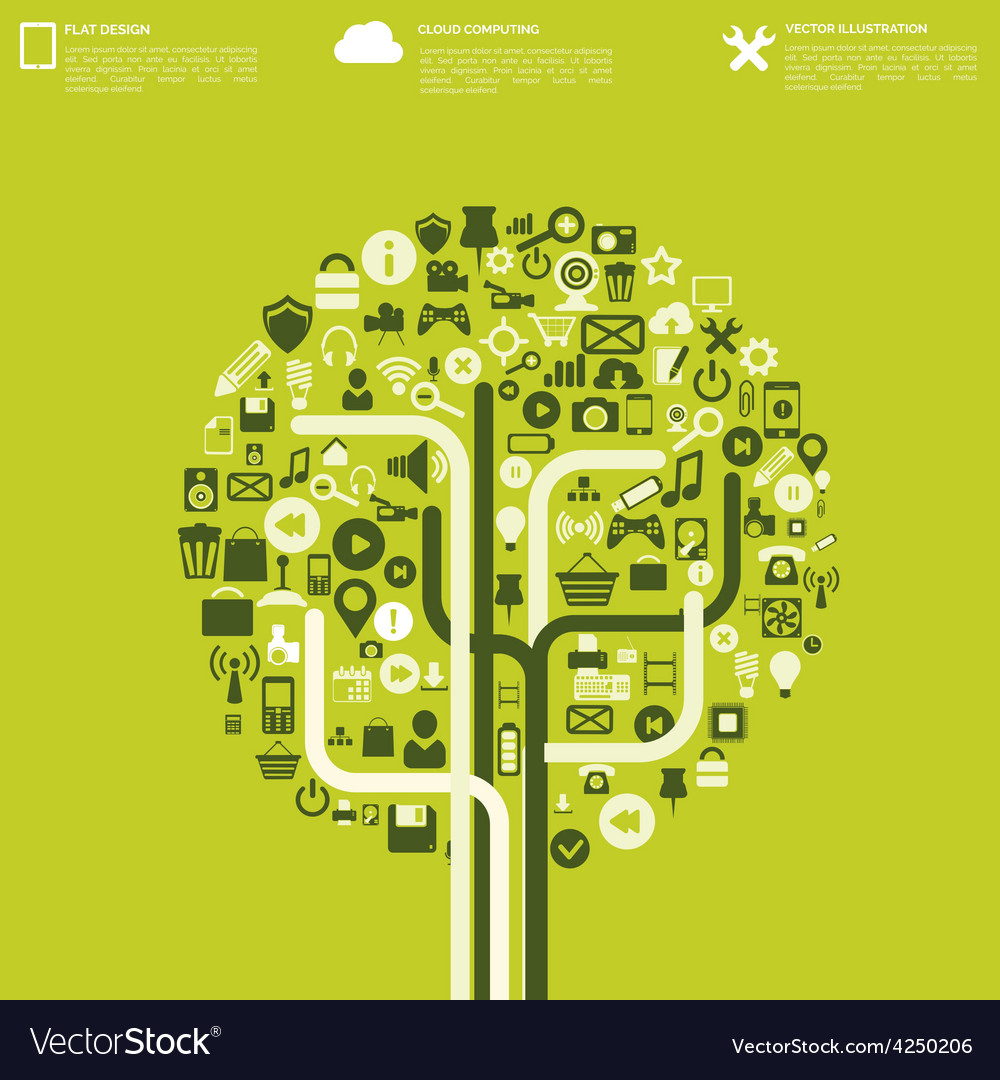 Flat abstract background with web icons interface Vector Image