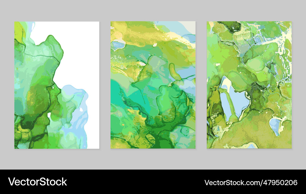 Flyers with blue green gold geode marble abstract Vector Image