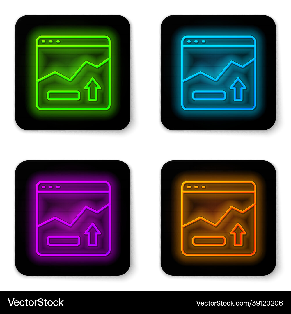 Glowing neon line financial growth increase icon Vector Image