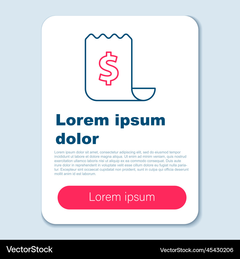 Line paper check and financial check icon isolated