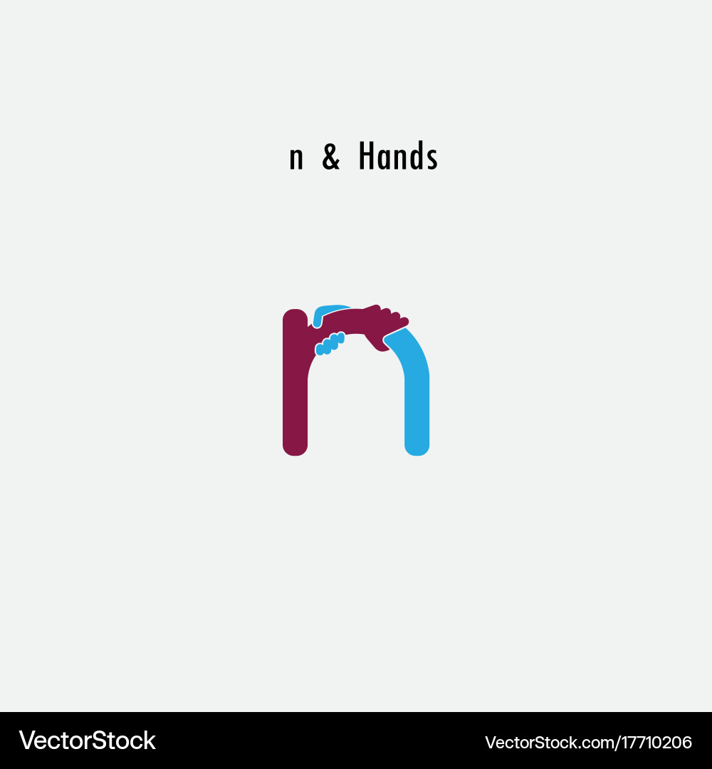 N- letter abstract icon and hands logo design Vector Image