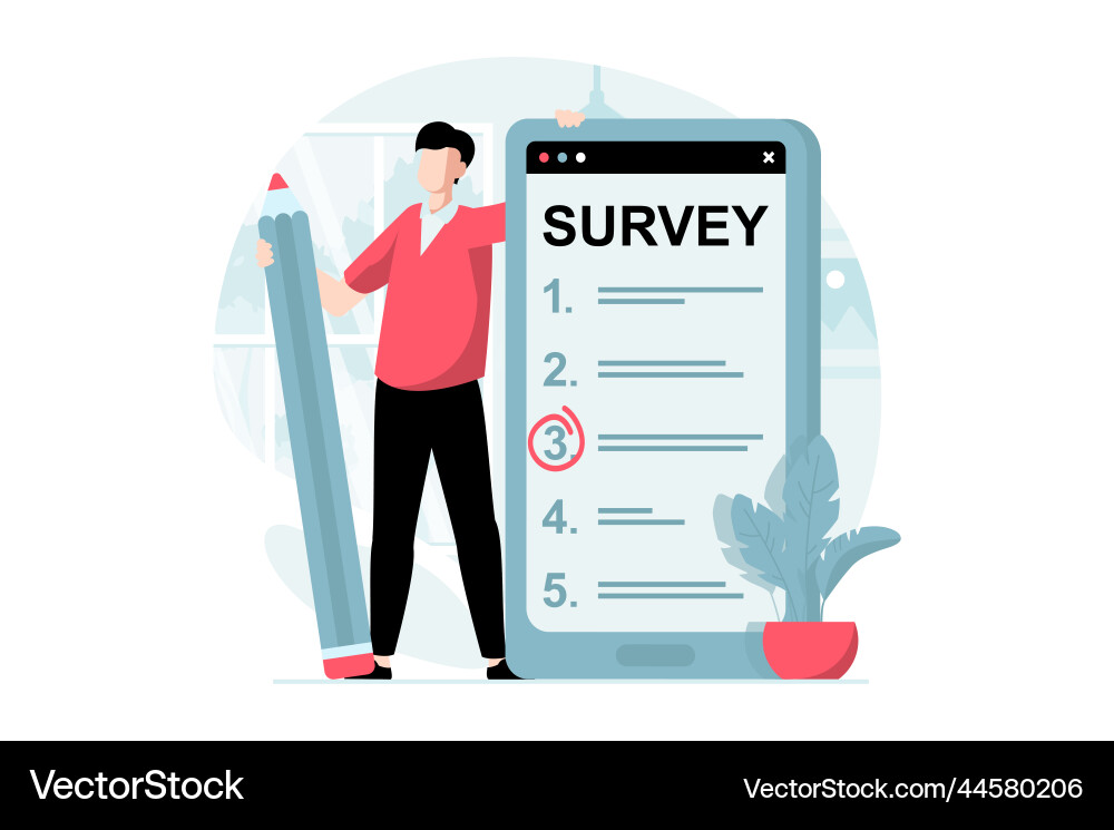 Online survey concept with people scene in flat Vector Image