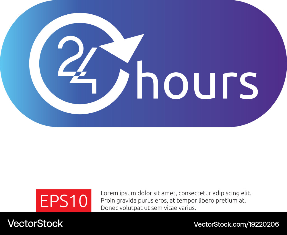 Open 24 hours a day icon sign isolated around Vector Image