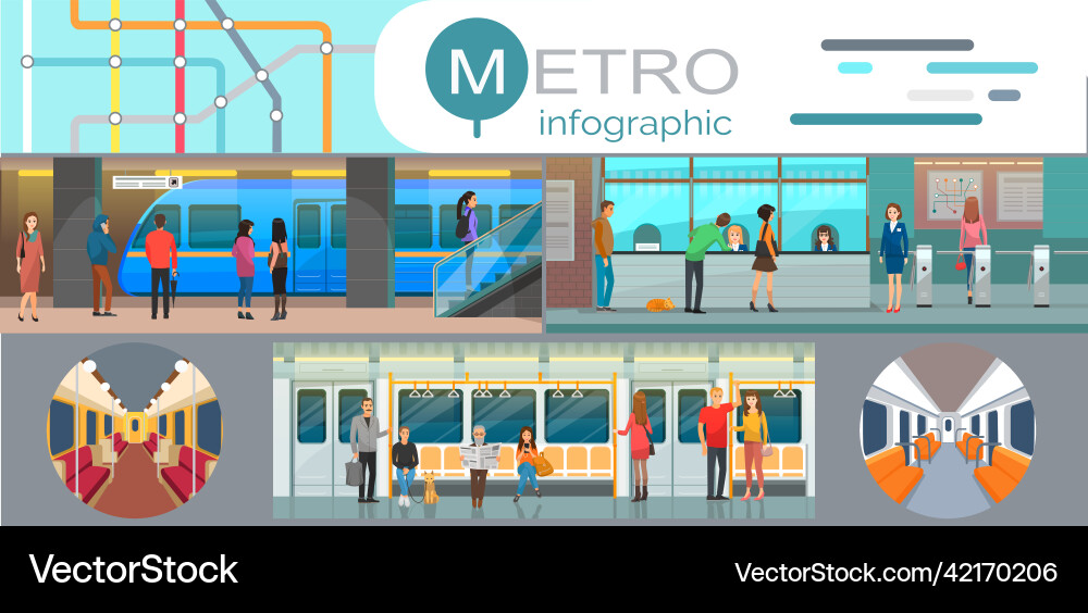 Public transport flat infographic diagram subway Vector Image