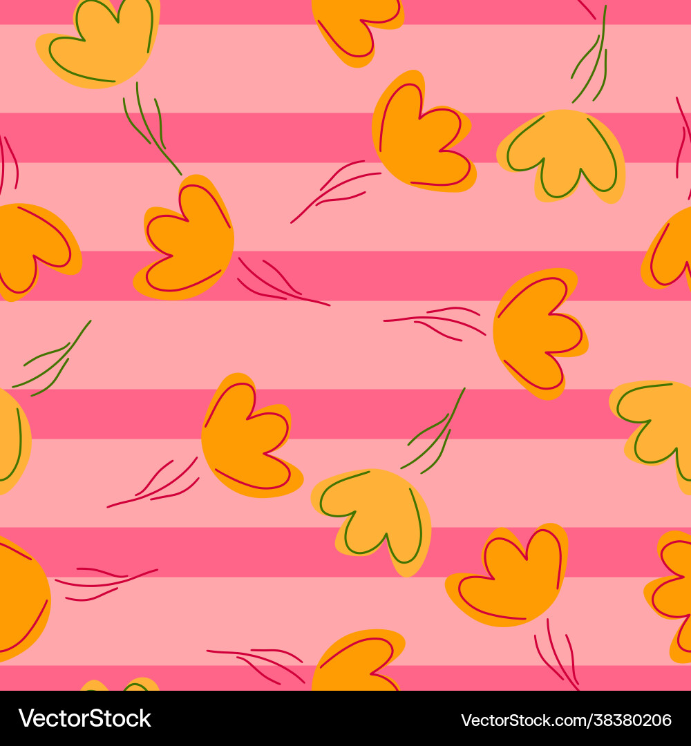 Random yellow outline flowers shapes seamless Vector Image