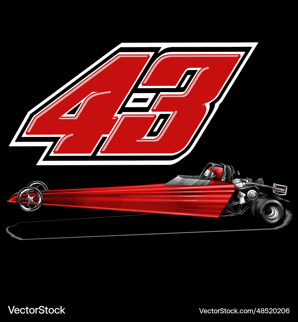 Red drag racing car with black strip Royalty Free Vector