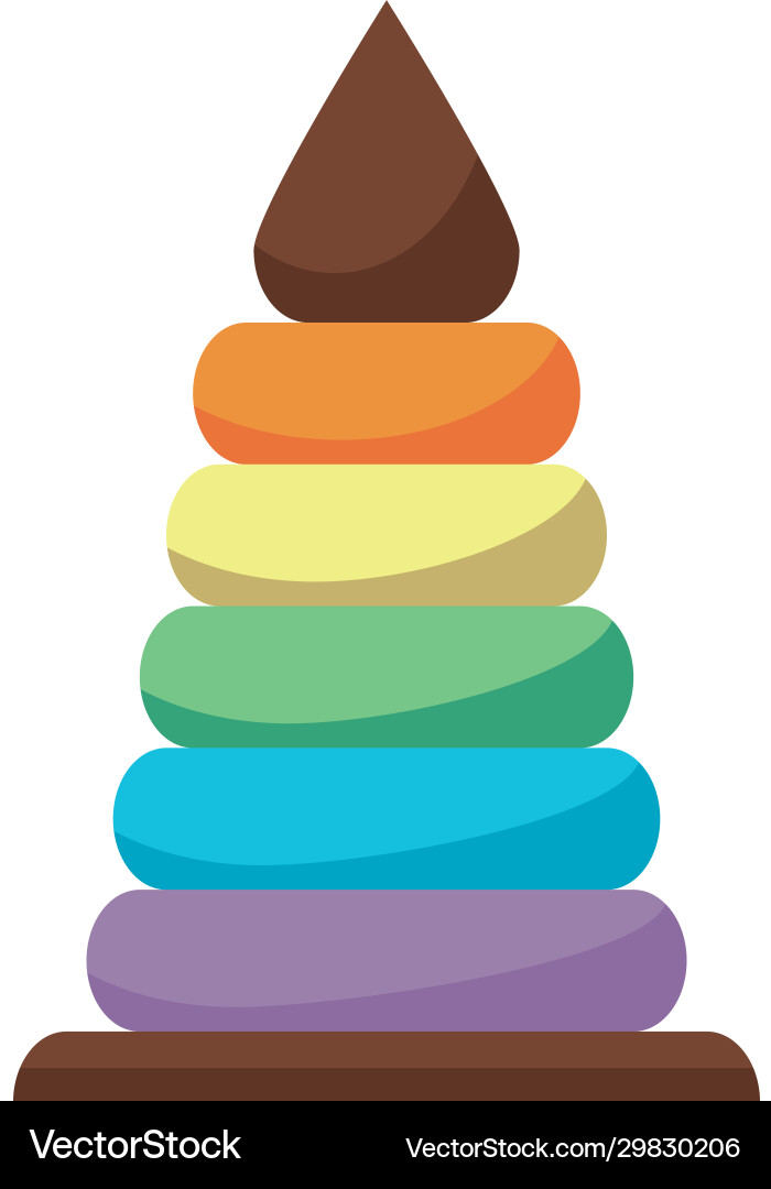 Rings pile child toy flat style icon Royalty Free Vector