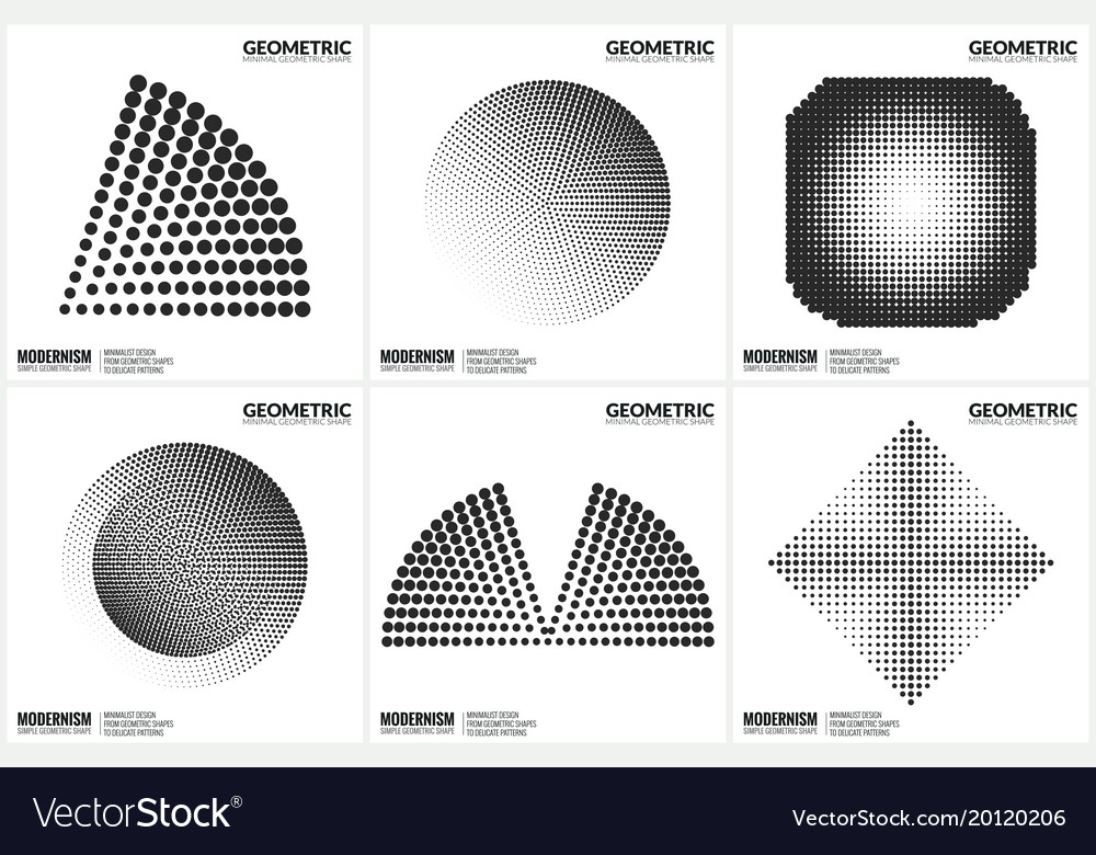 Universal halftone geometric shapes for design Vector Image