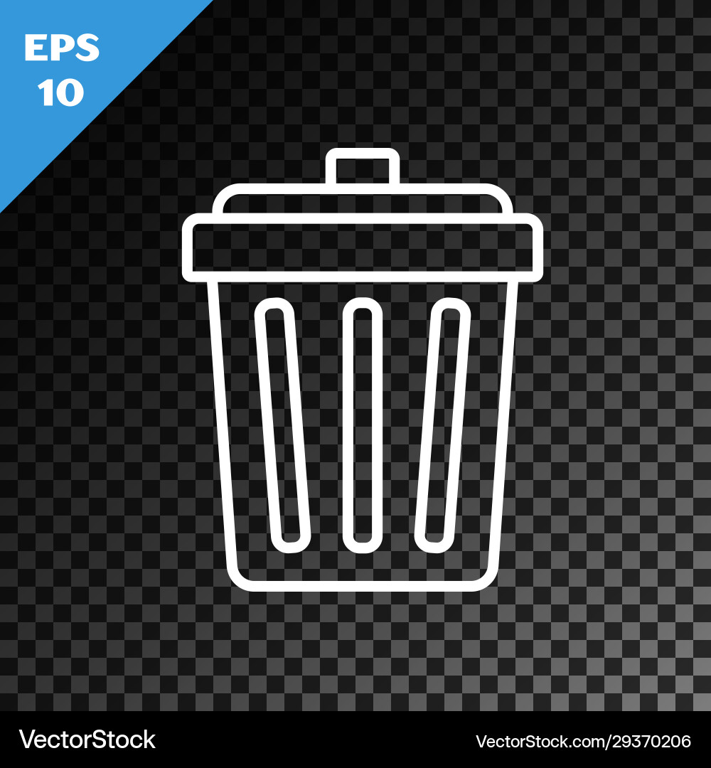White line trash can icon isolated on transparent Vector Image