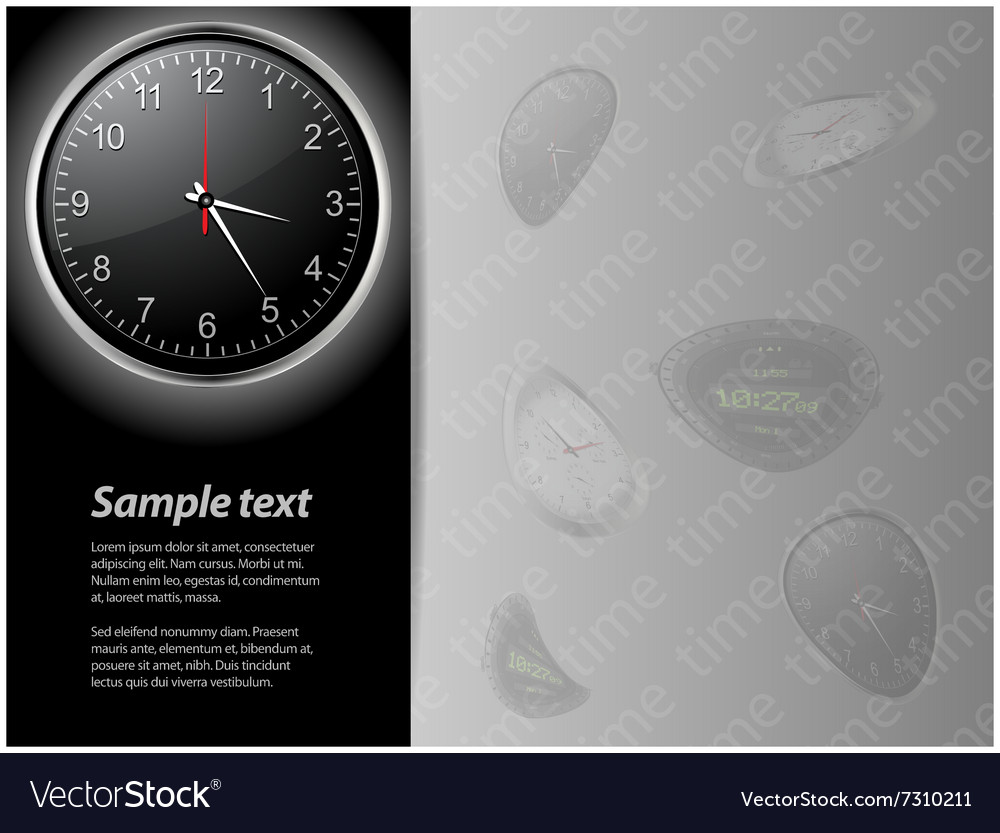 Clock time card and sample text Royalty Free Vector Image