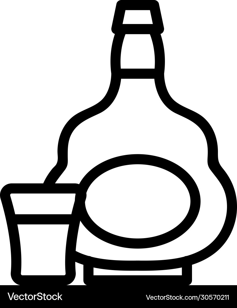 Cognac bottle glass icon outline Royalty Free Vector Image