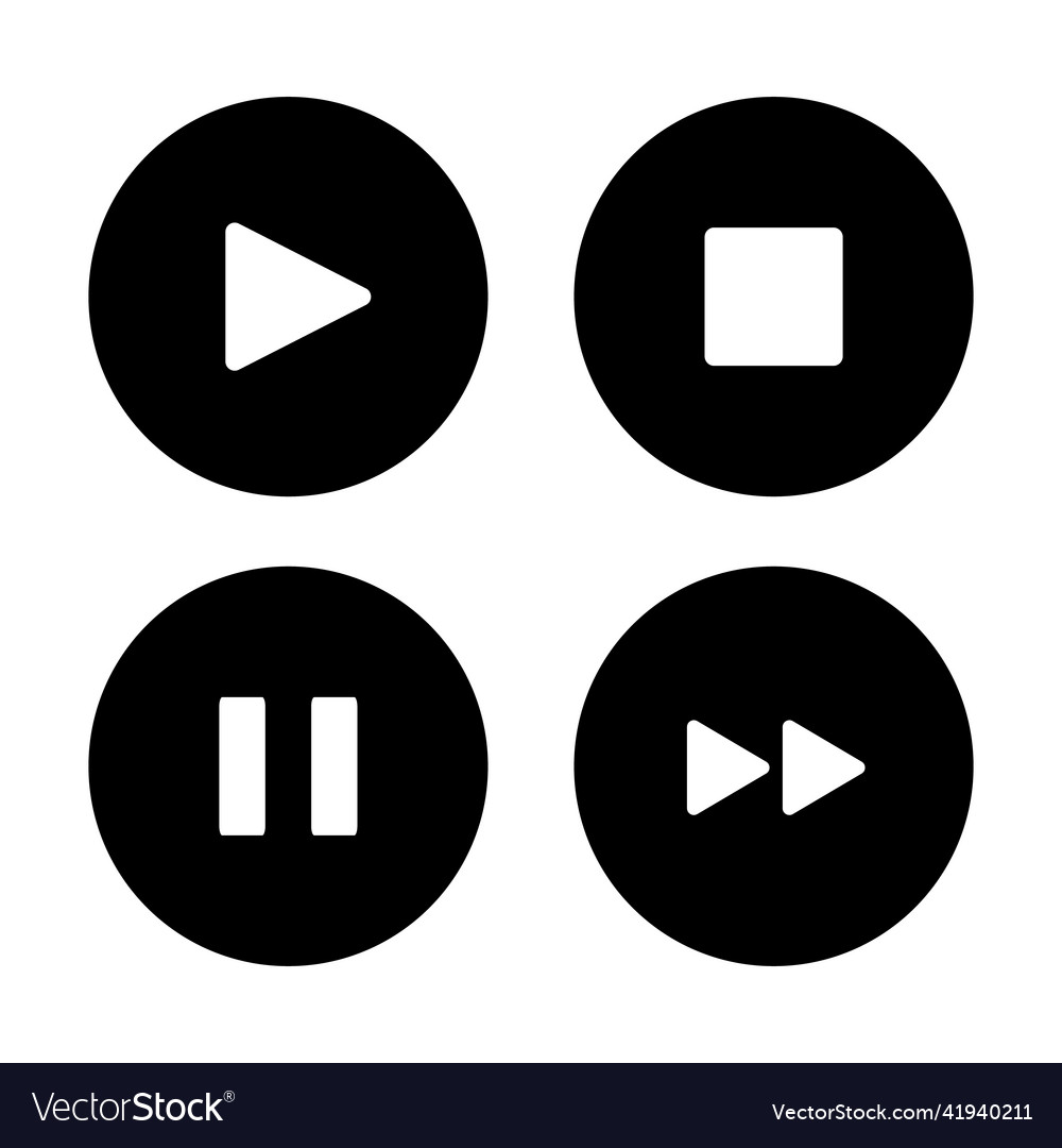 Control button set play stop pause fast forward Vector Image