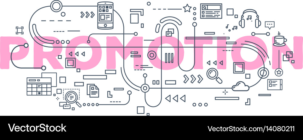 Creative of promotion word lettering Royalty Free Vector