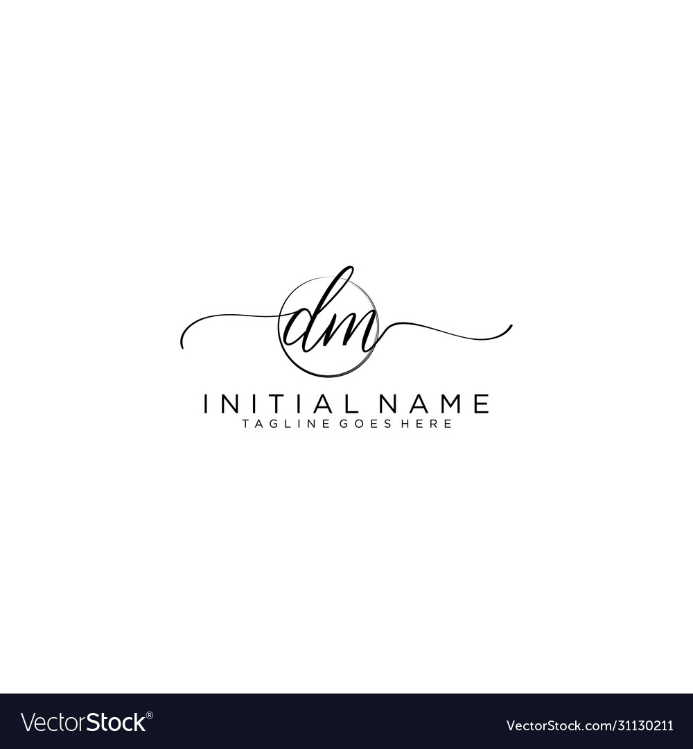 Dm initial handwriting logo with circle template Vector Image