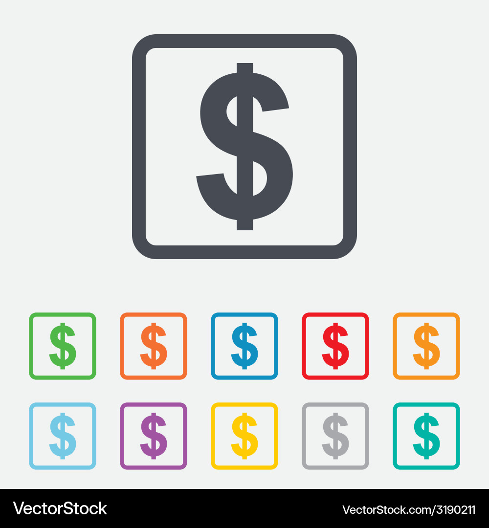 Dollar sign icon usd currency symbol Royalty Free Vector