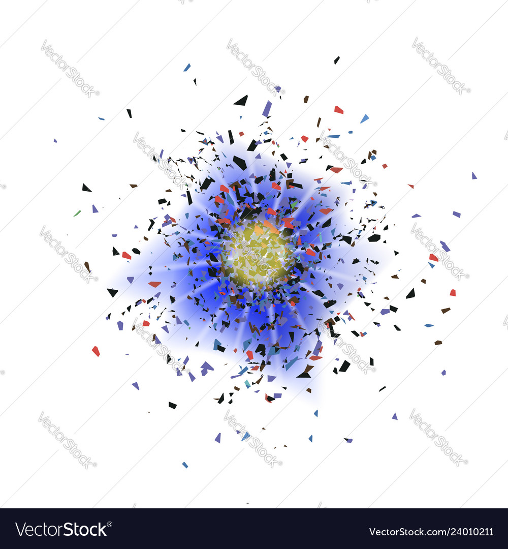 Explosion cloud blue pieces sharp particles Vector Image