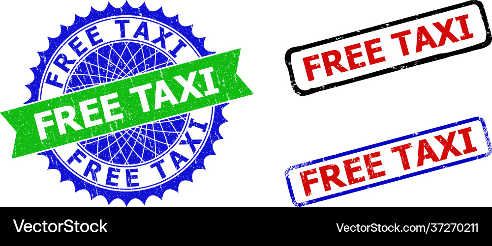 Free taxi rosette and rectangle bicolor stamp Vector Image