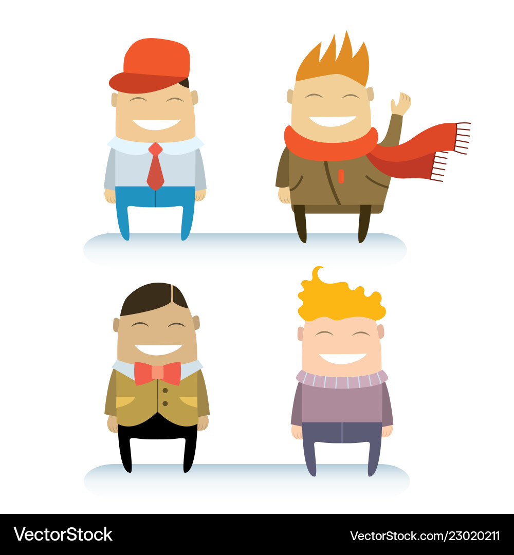 Funny cartoon characters set isolated on white Vector Image