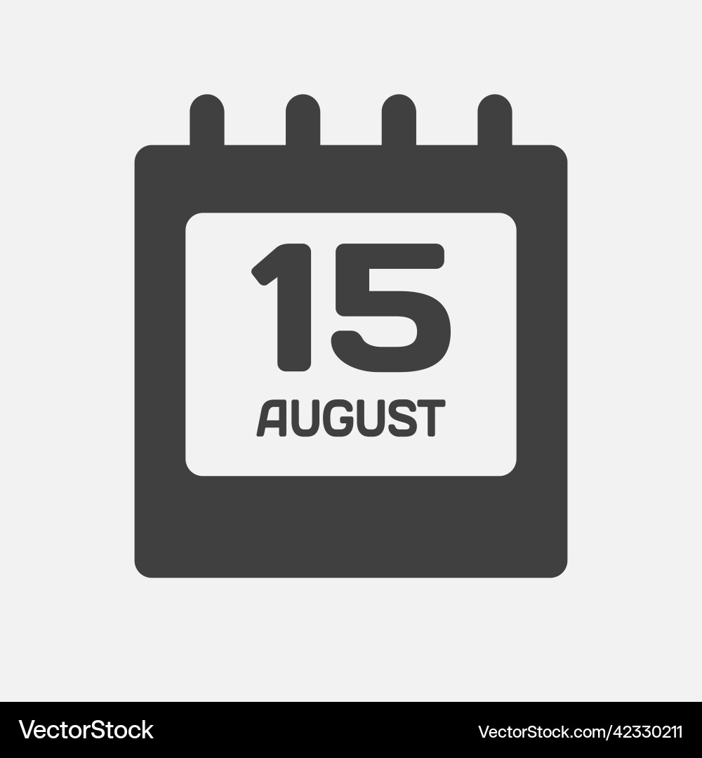 Icon day date 15 august template calendar page Vector Image