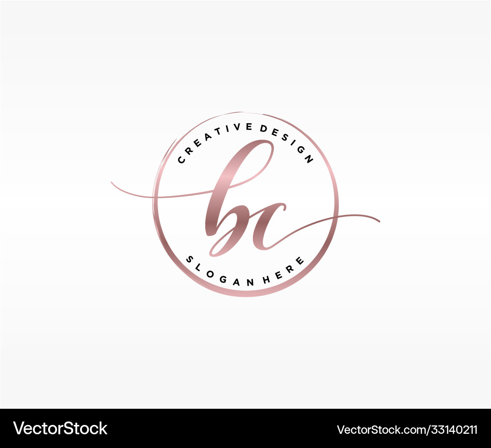 Initial bc handwriting logo with circle template Vector Image