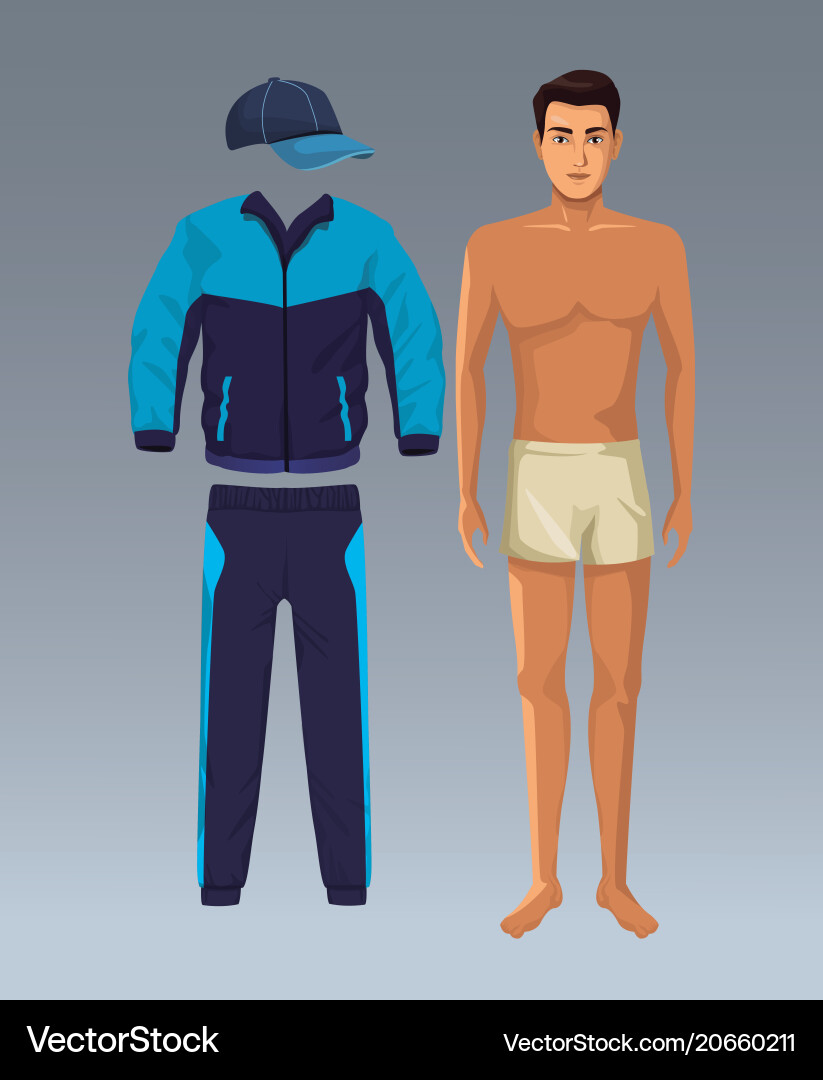 Model man with fitness clothes Royalty Free Vector Image