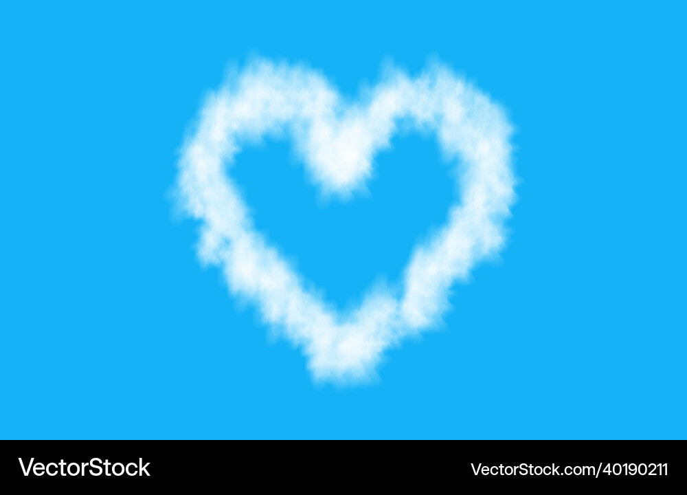Plane track or white cloud heart isolated on blue Vector Image