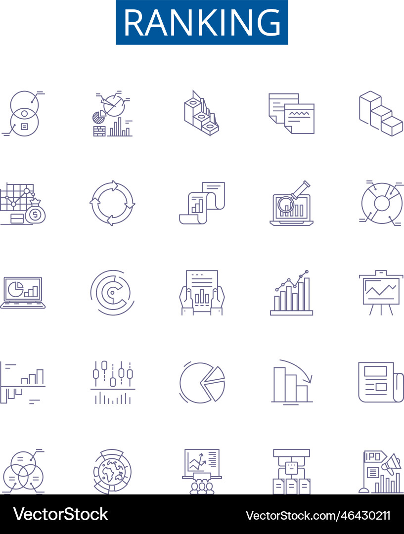 Ranking line icons signs set design collection Vector Image