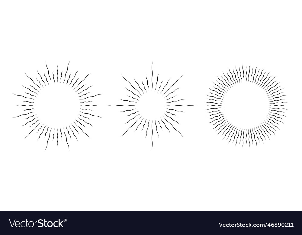 Retro Curved Sunburst Frame Collection Warped Vector Image