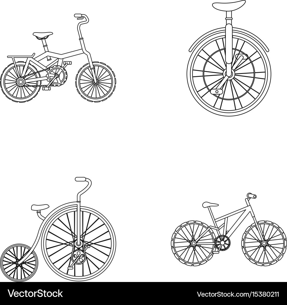 Retro unicycle and other kindsdifferent bicycles Vector Image