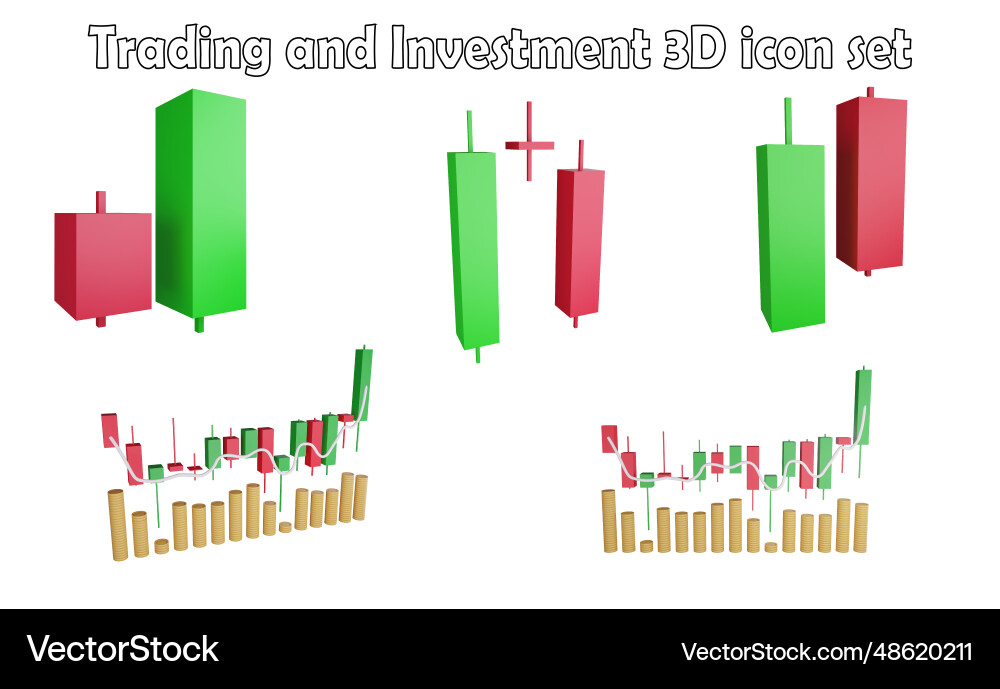 Trading and investment clipart element 3d render Vector Image
