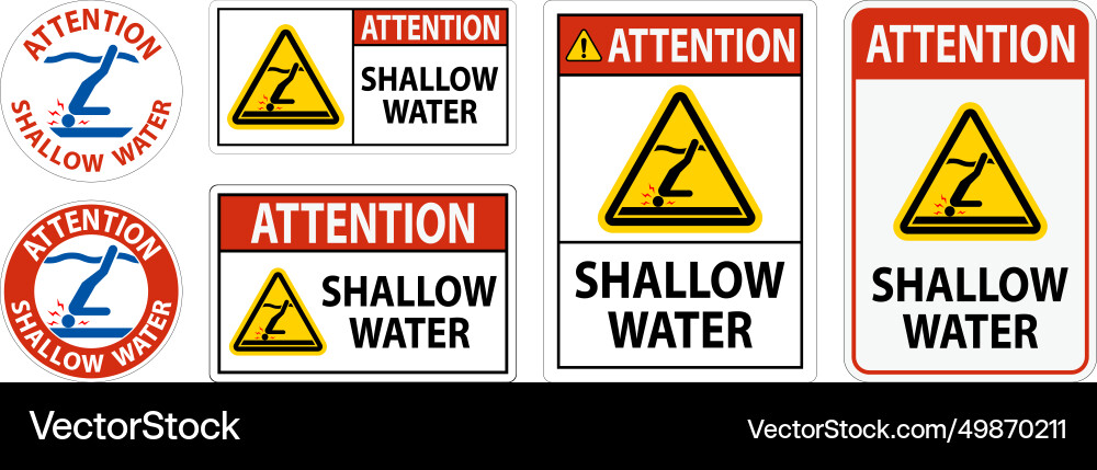 Water safety sign attention - shallow Royalty Free Vector