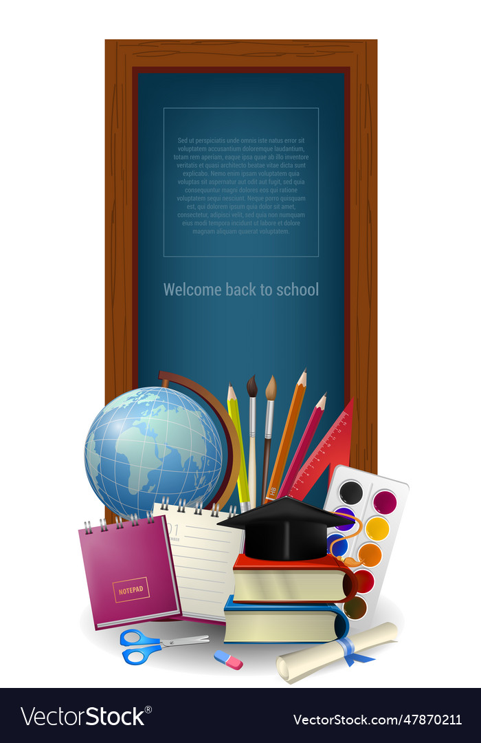 Welcome back to school lettering in frame Vector Image
