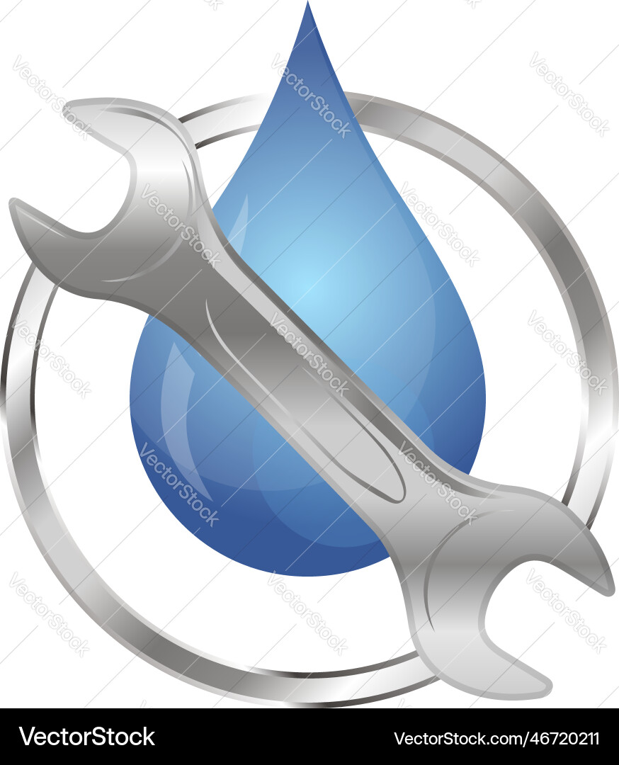 Wrench in a circle and water drop design Vector Image