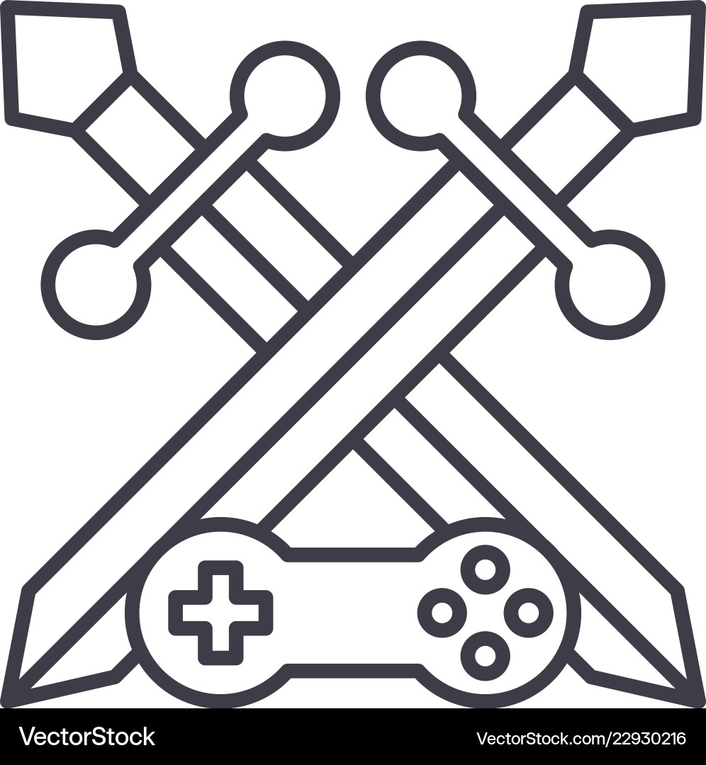 Adventure game line icon concept Royalty Free Vector Image