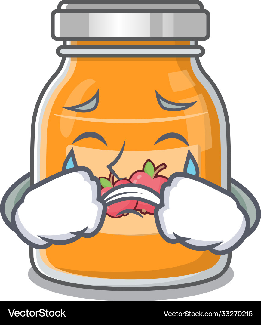 Apple jam cartoon character concept with a sad Vector Image