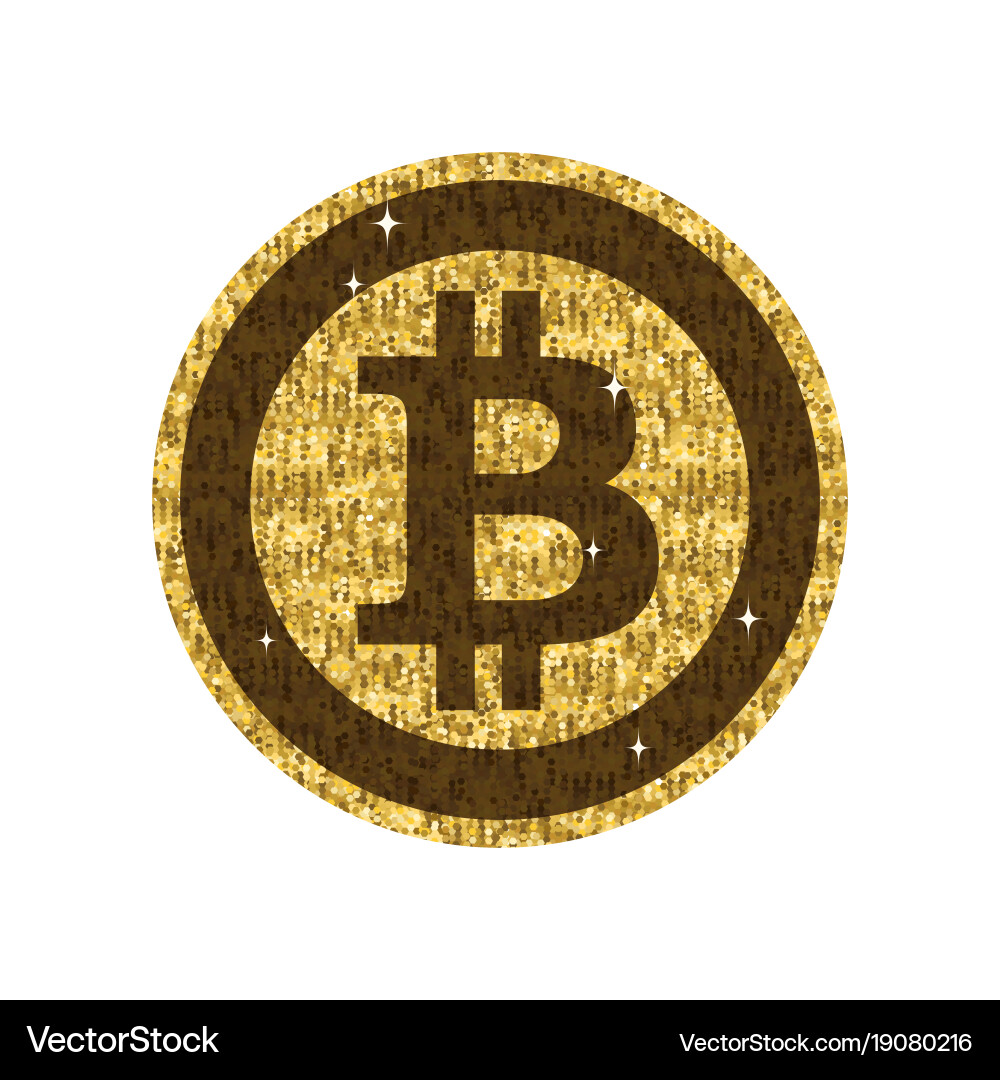 Bitcoin blockchain golden sign cryptocurrency Vector Image