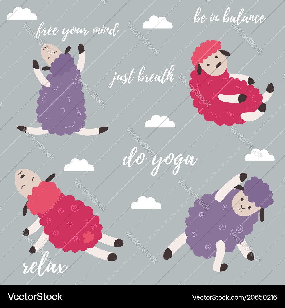 Cute cartoon sheep doing some yoga exercises Vector Image