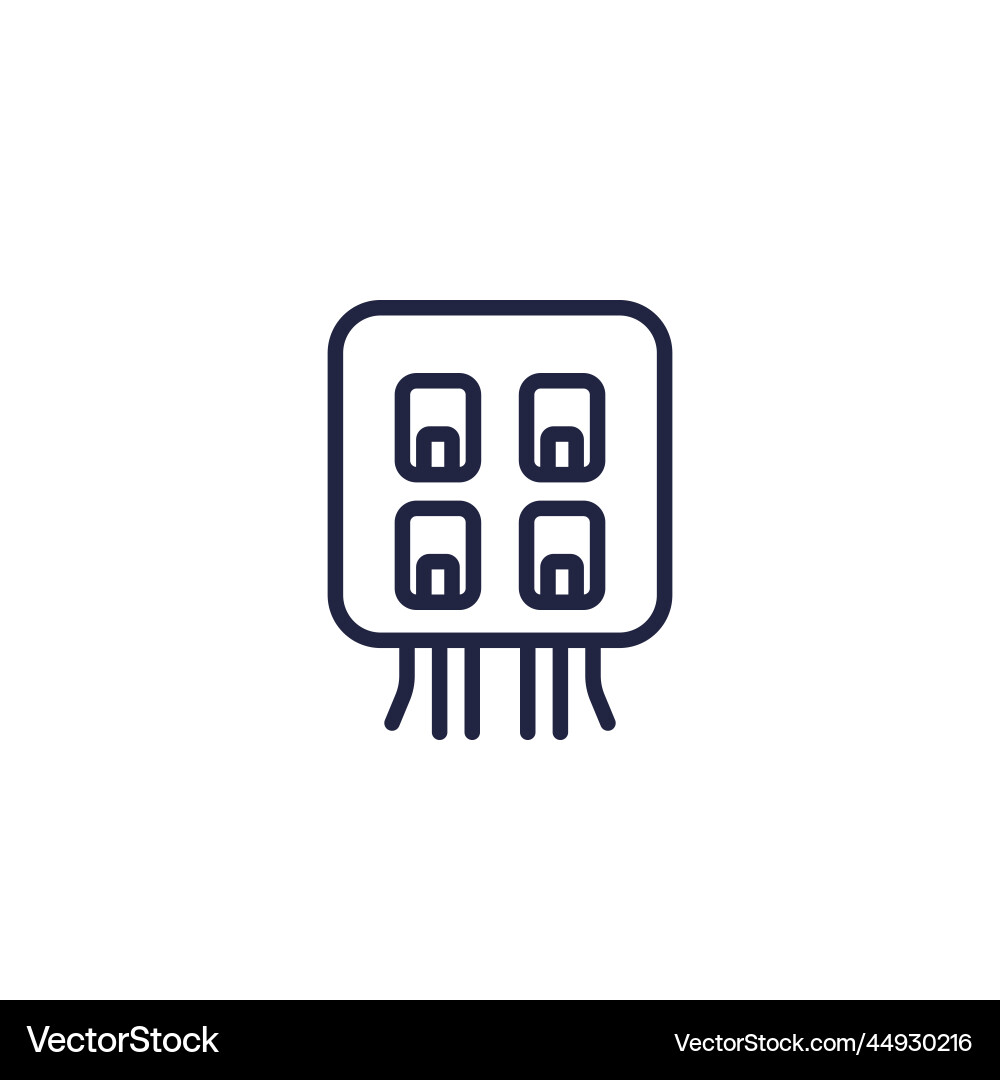 Electric power box with fuses line icon Royalty Free Vector