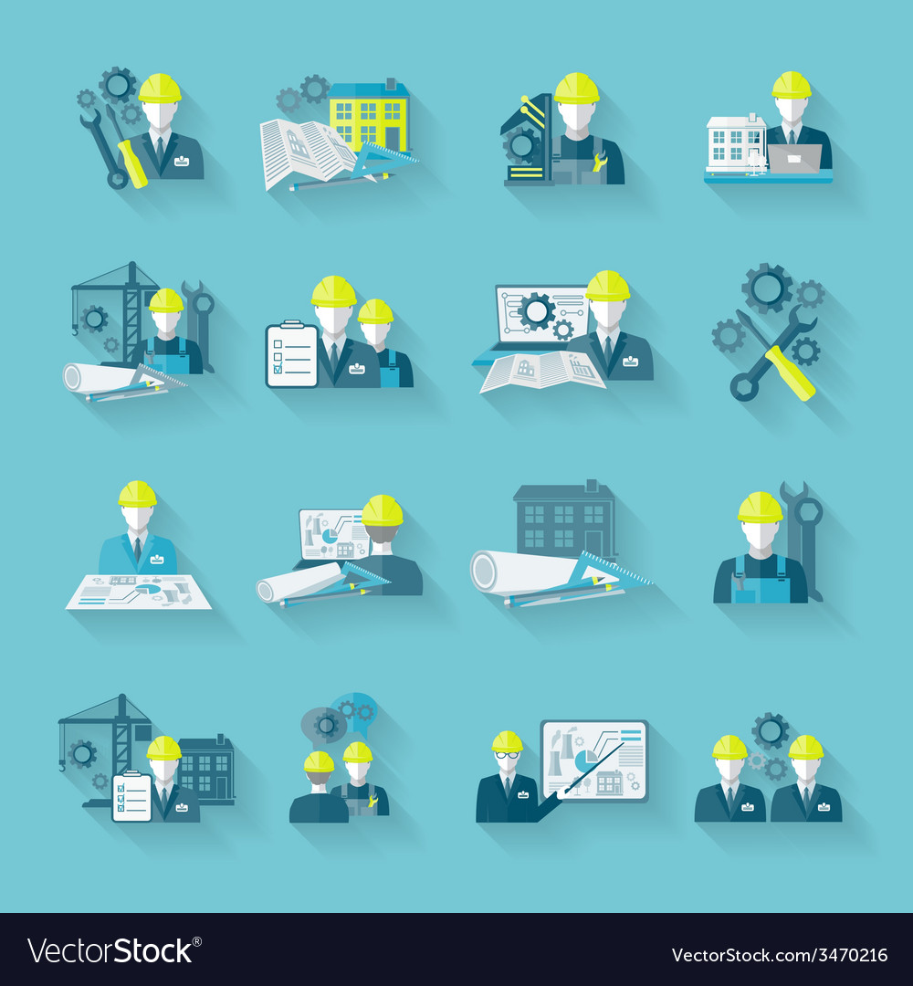 Engineer icon set Royalty Free Vector Image - VectorStock