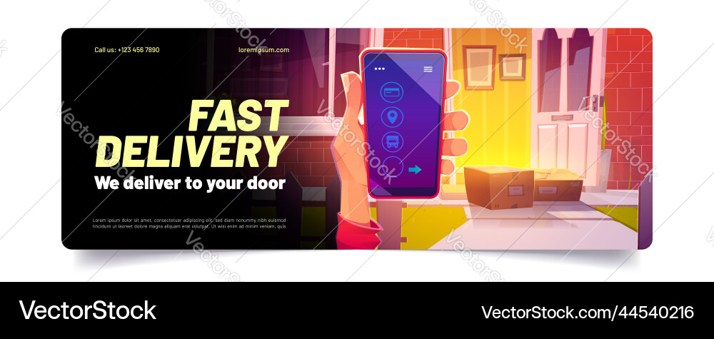 Fast delivery service cartoon web banner courier Vector Image