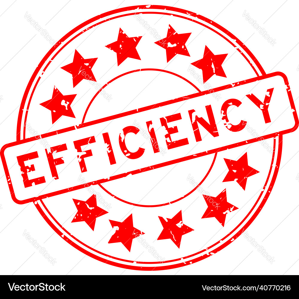 Grunge red efficiency word with star icon round Vector Image