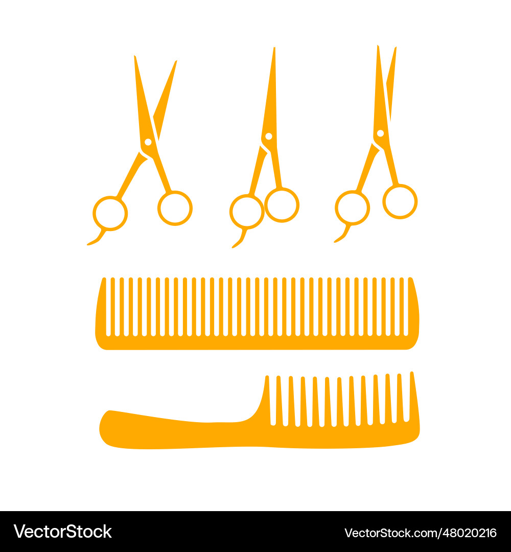 Hair salon with scissors and comb Royalty Free Vector Image
